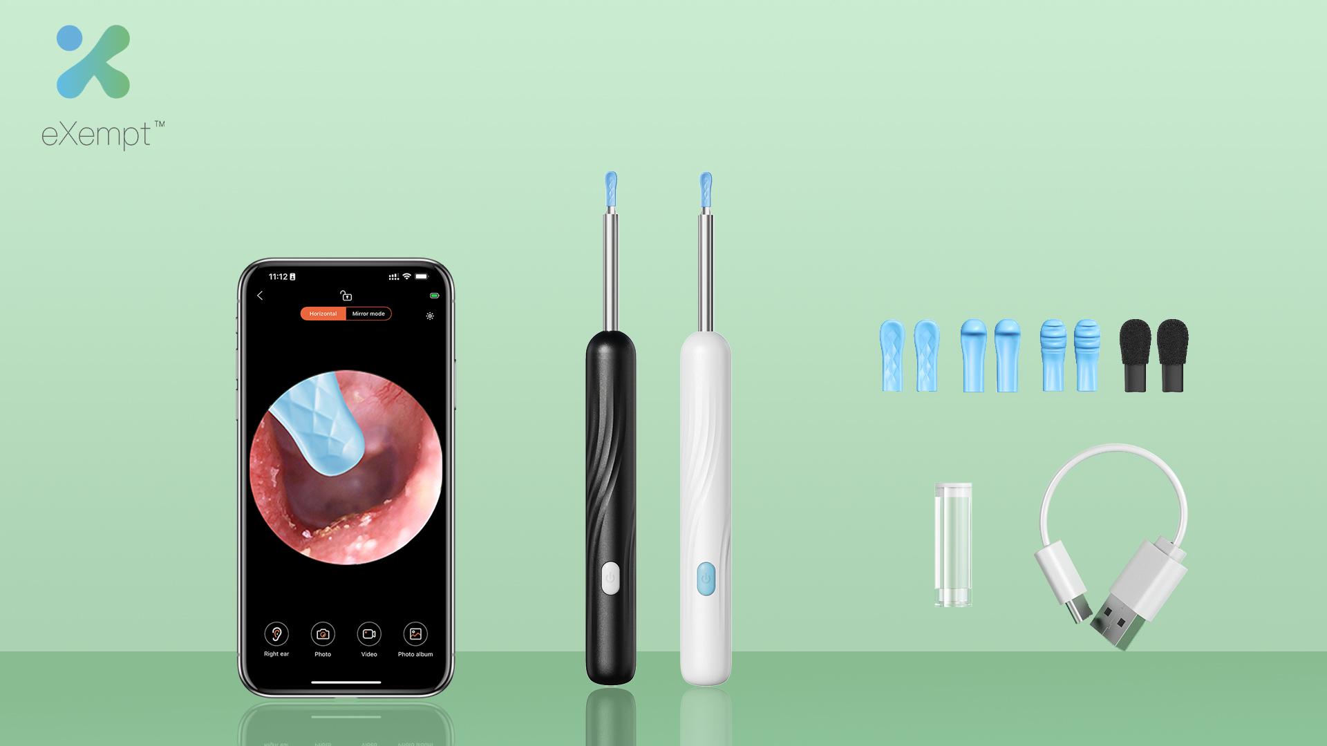 Ear Wax Removal with 1080P HD Camera Otoscope Ear Cleaning Kit - White ...