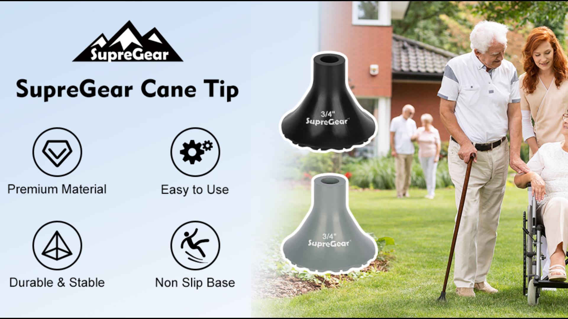 SupreGear Cane Tip Replacement, 3/4 inch Rubber Tip for Walking Canes ...
