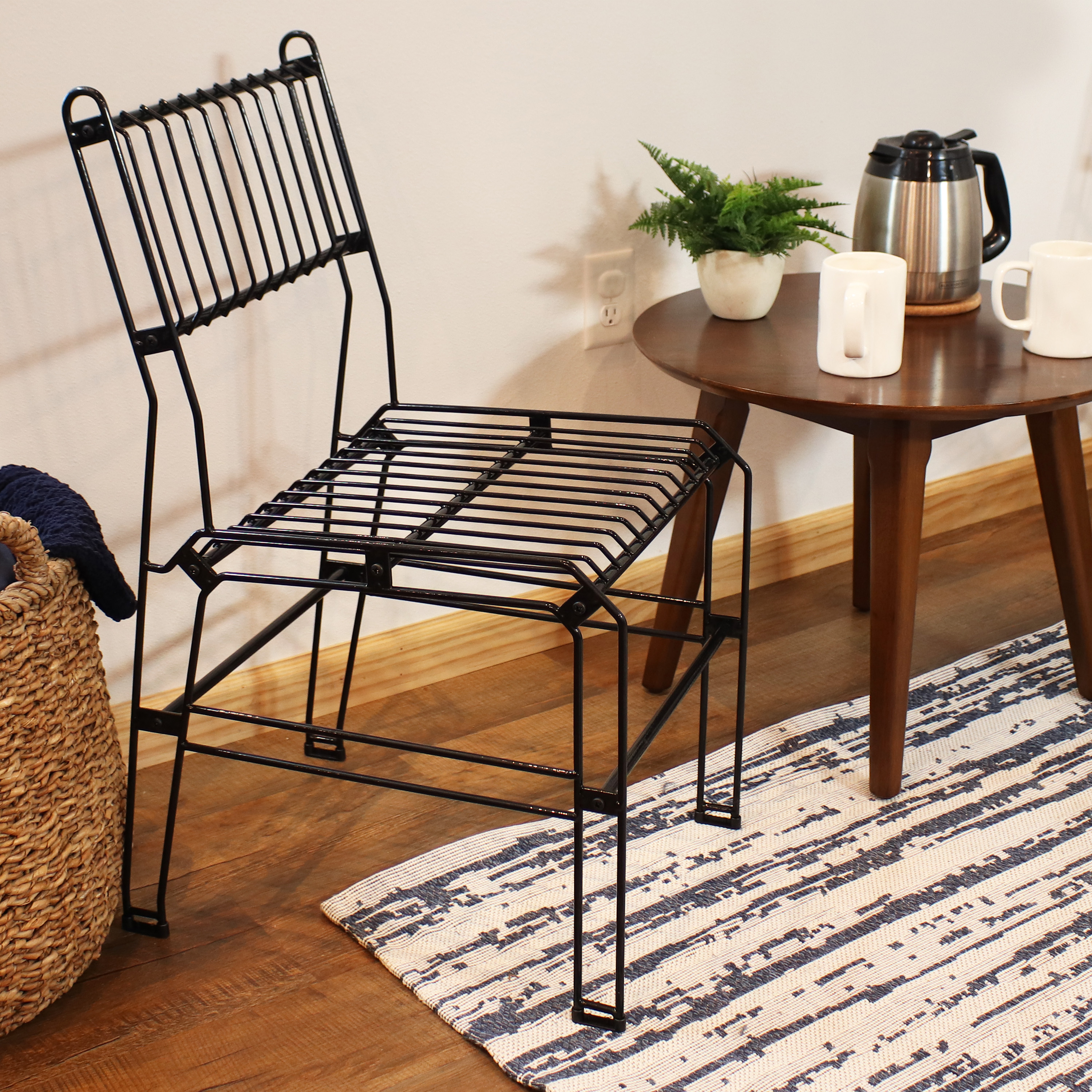 Sunnydaze Modern Steel Wire Outdoor Dining Chair, Black - Walmart.com
