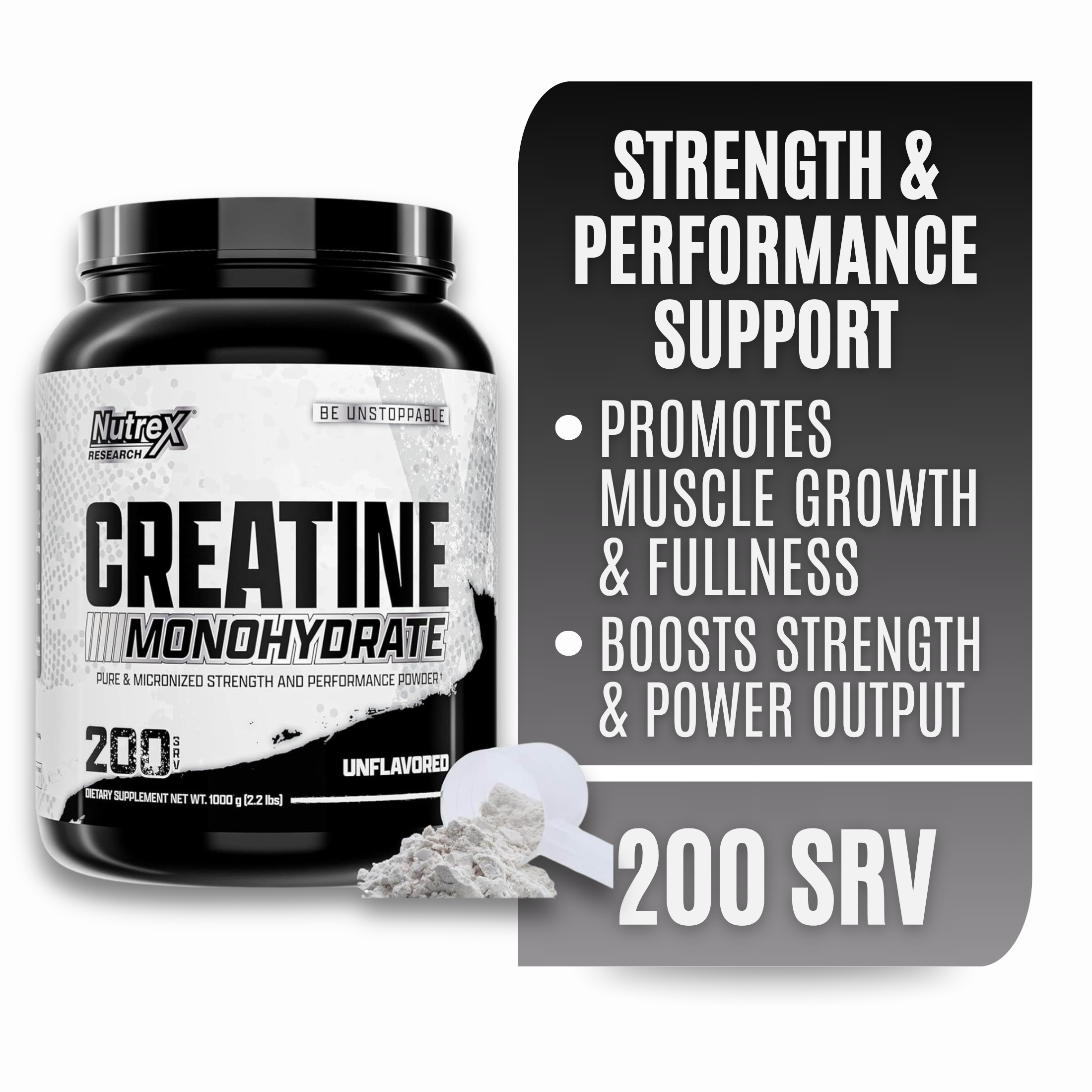 Nutrex Research Micronized Creatine Monohydrate Powder, 1KG, 200 ...