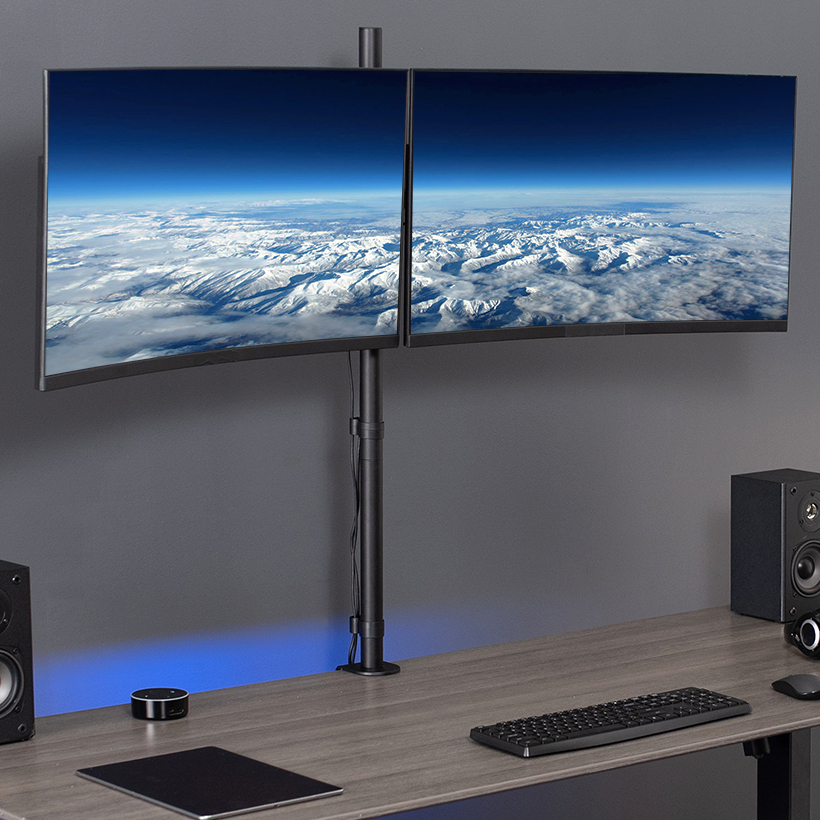 VIVO Dual Monitor Desk Mount Extra Tall Adjustable Stand for up to 32 ...