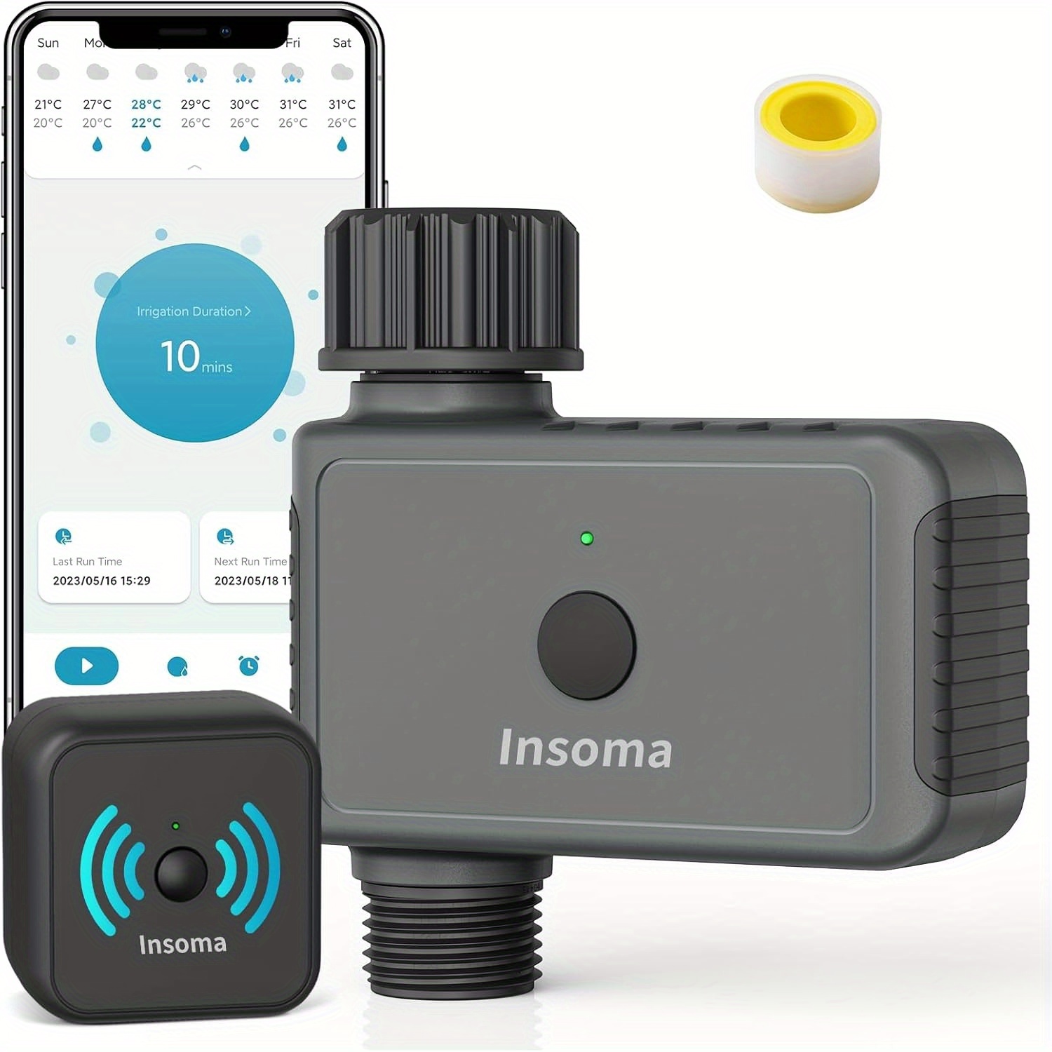 Insoma WiFi Sprinkler Timer, Smart Hose Faucet Timer, APP & Voice ...
