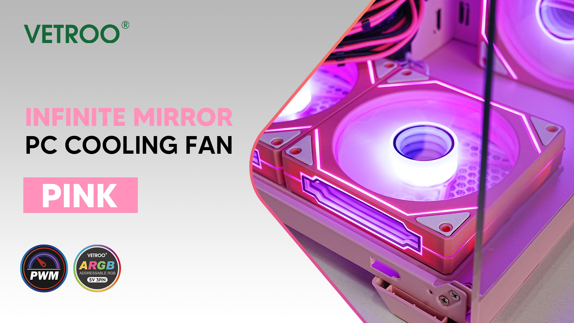 Vetroo LF120 120mm ARGB Case Fan with Infinite Mirror Design & PWM ...