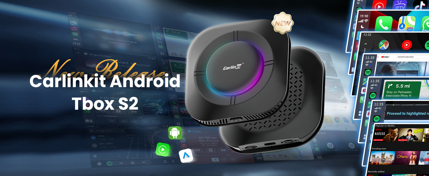 Carlinkit Android 13 Tbox S2, LED Version, 4+64GB with Qualcomm 8-core ...