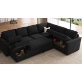 HONBAY Convertible Modular Sleeper Sectional Sofa with Storage, Pull ...