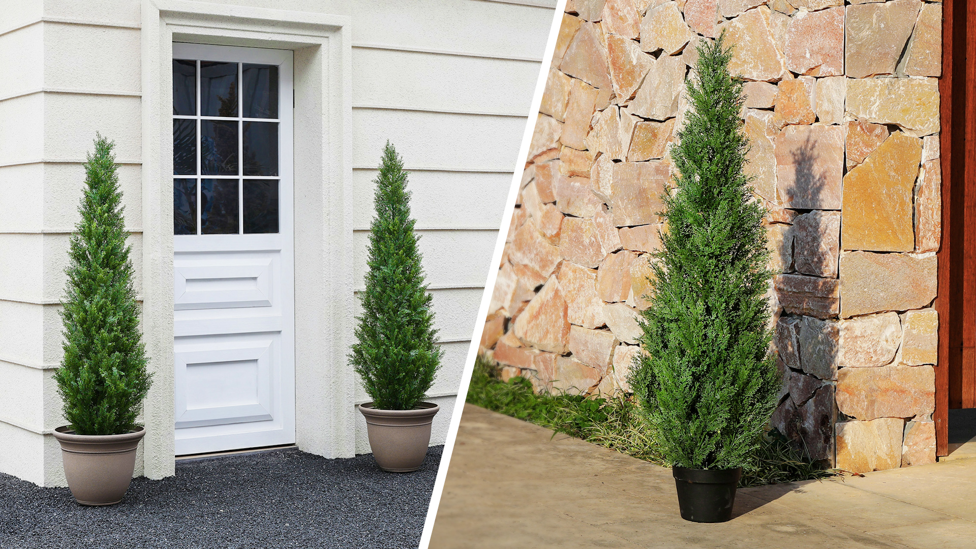 DR.Planzen Artificial Cedar Tree 2 Pack, 4 ft Topiary Fake Plants ...