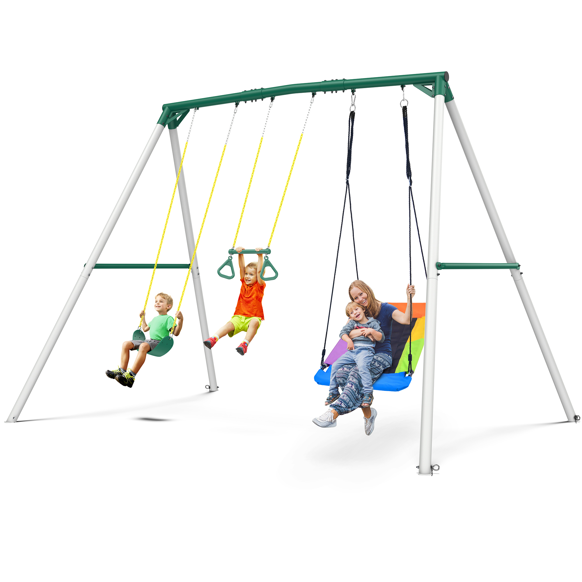 KloKick Heavy Duty Metal Swing Set for Kids & Adults, 600lb Capacity ...