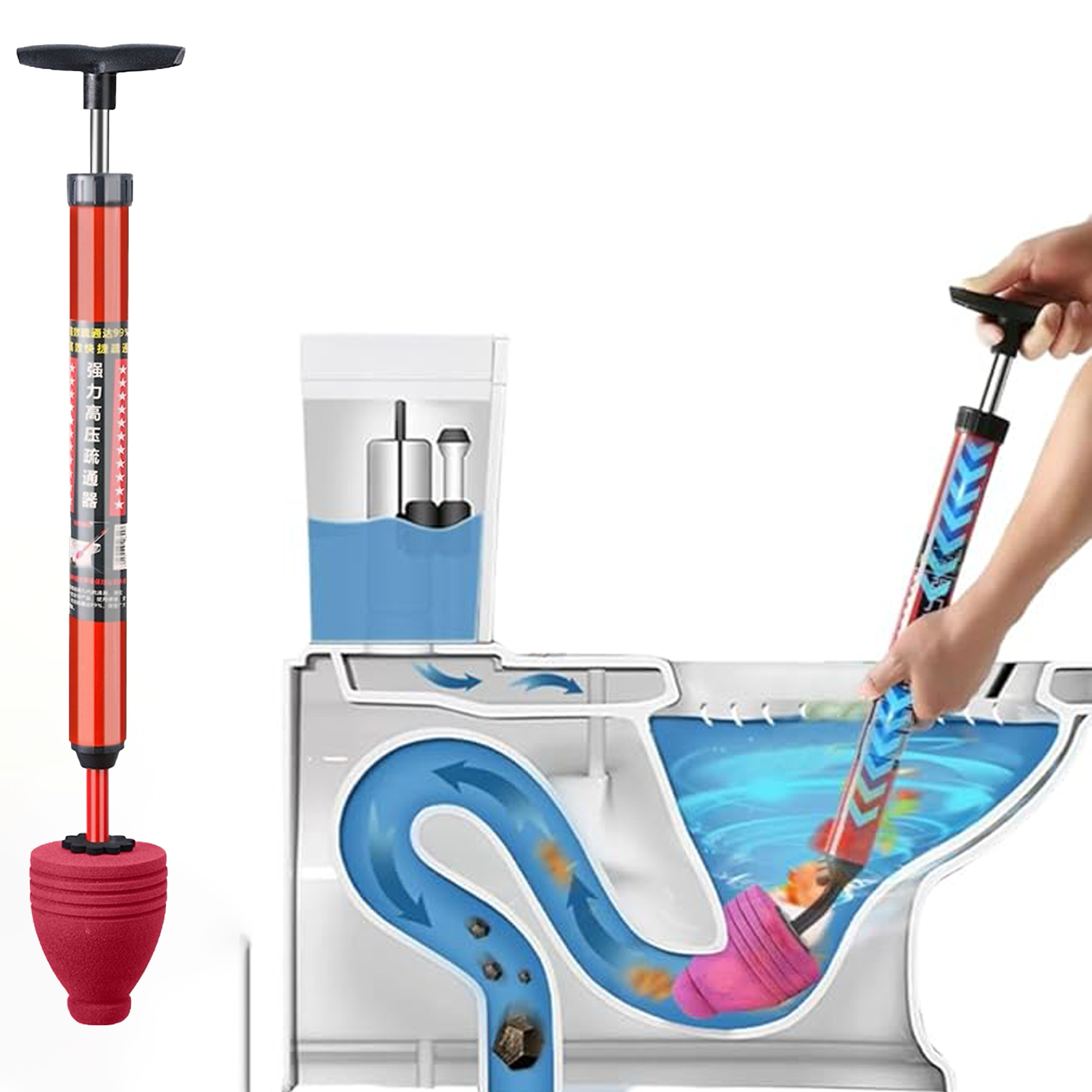 High Pressure Toilet Unblock One Shot Toilet Pipe Plunger, Upgraded ...
