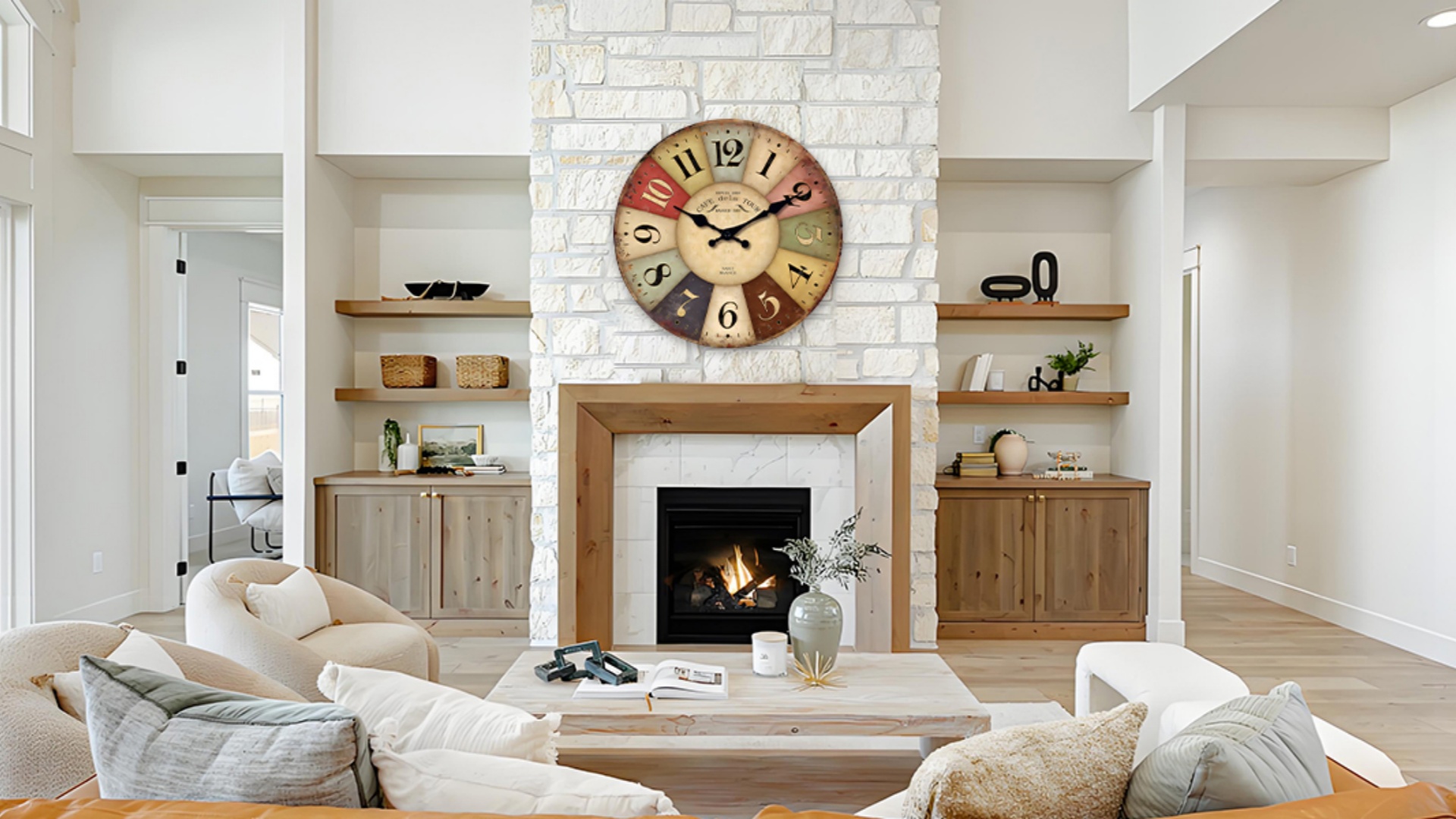 Farmhouse Wall Clock 12 Inch Colourful Wall Clocks Battery Operated ...
