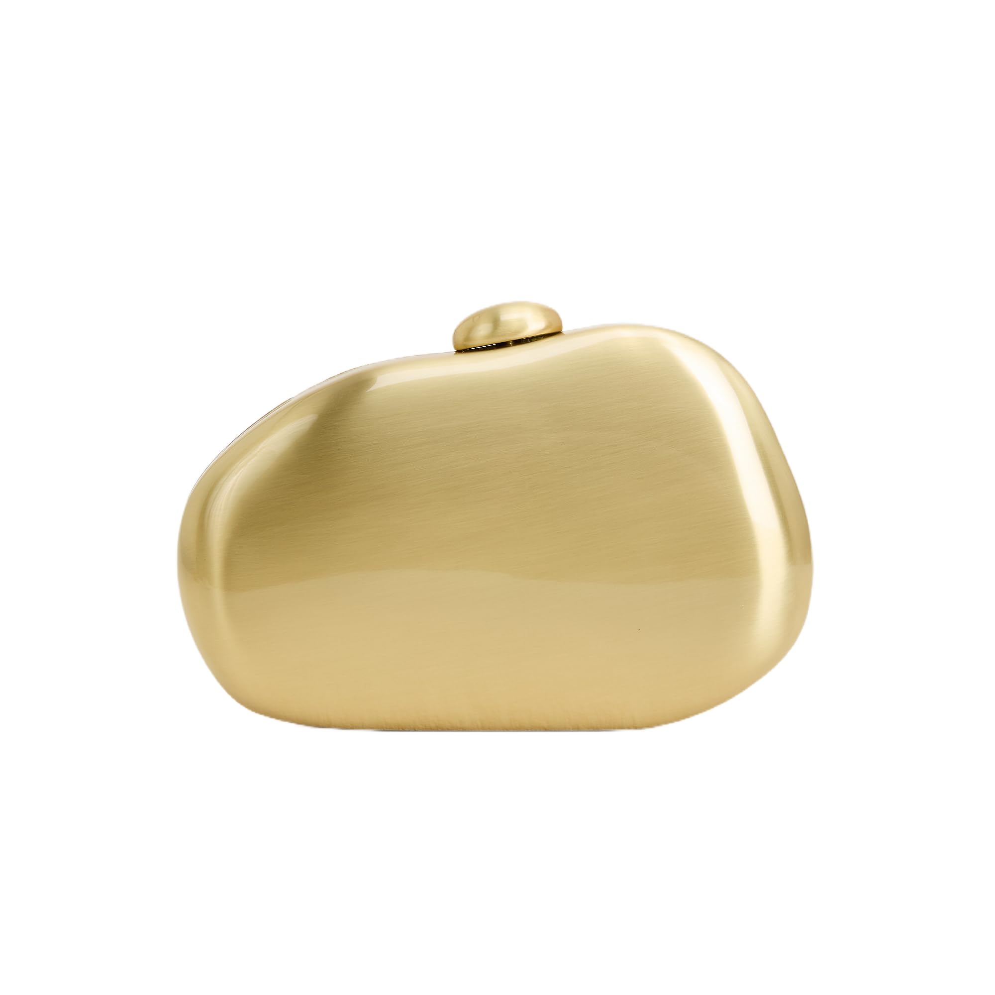 Women Gold metal evening Clutch Purse, Irregular Pebble Shape Metallic ...
