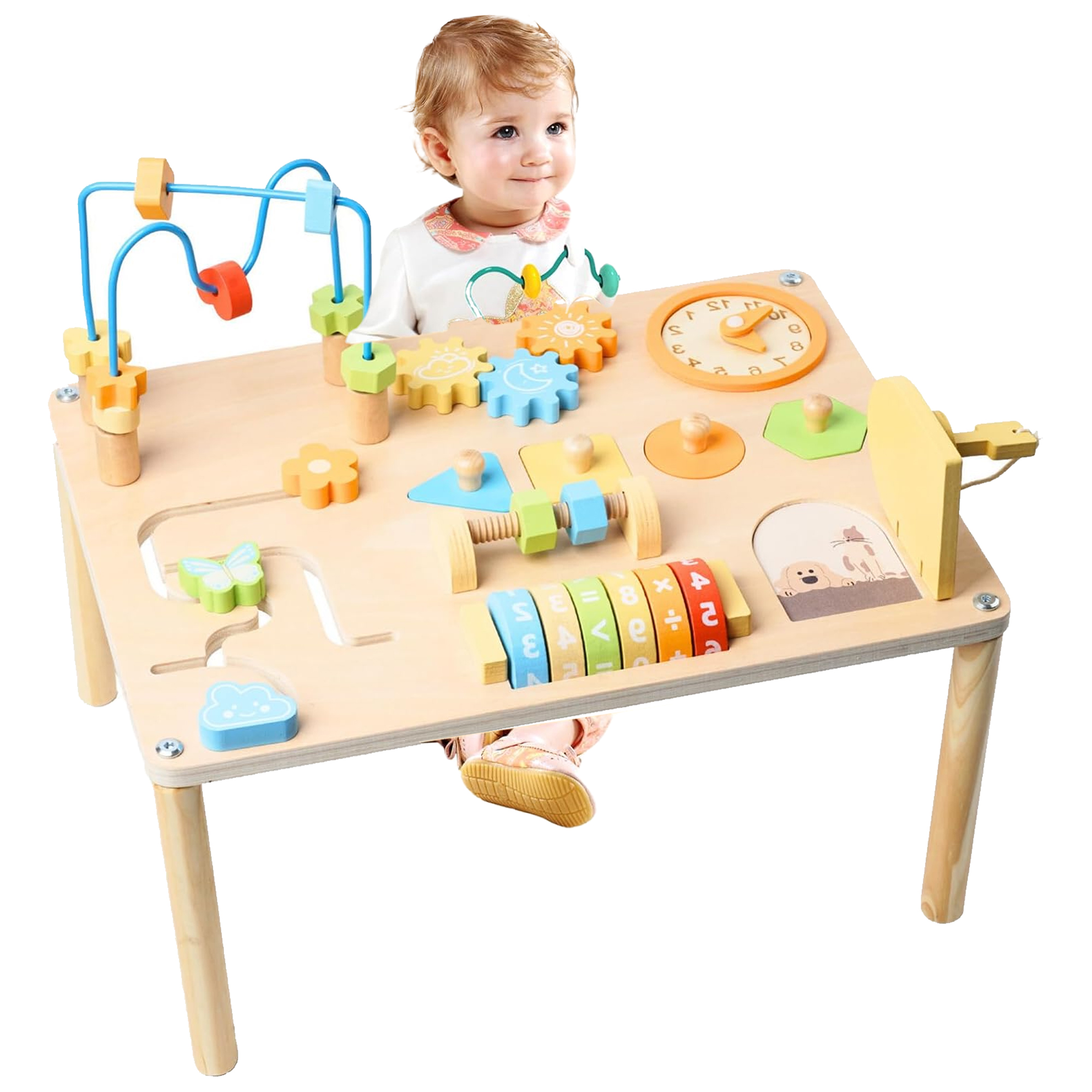 Montessori Activity Table, Activity Table for Baby with Shape Sorter ...