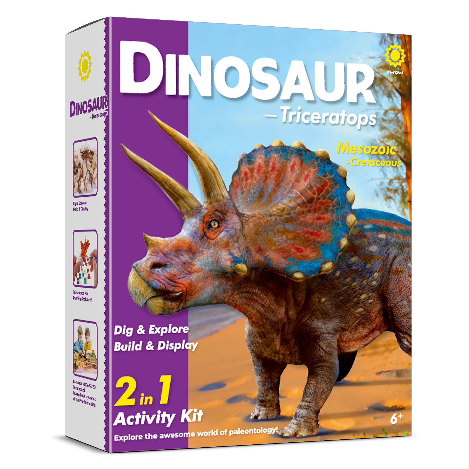 Piano Potato Dinosaur Triceratops Fossil Digging Kit for Kids 6+, 2-in ...