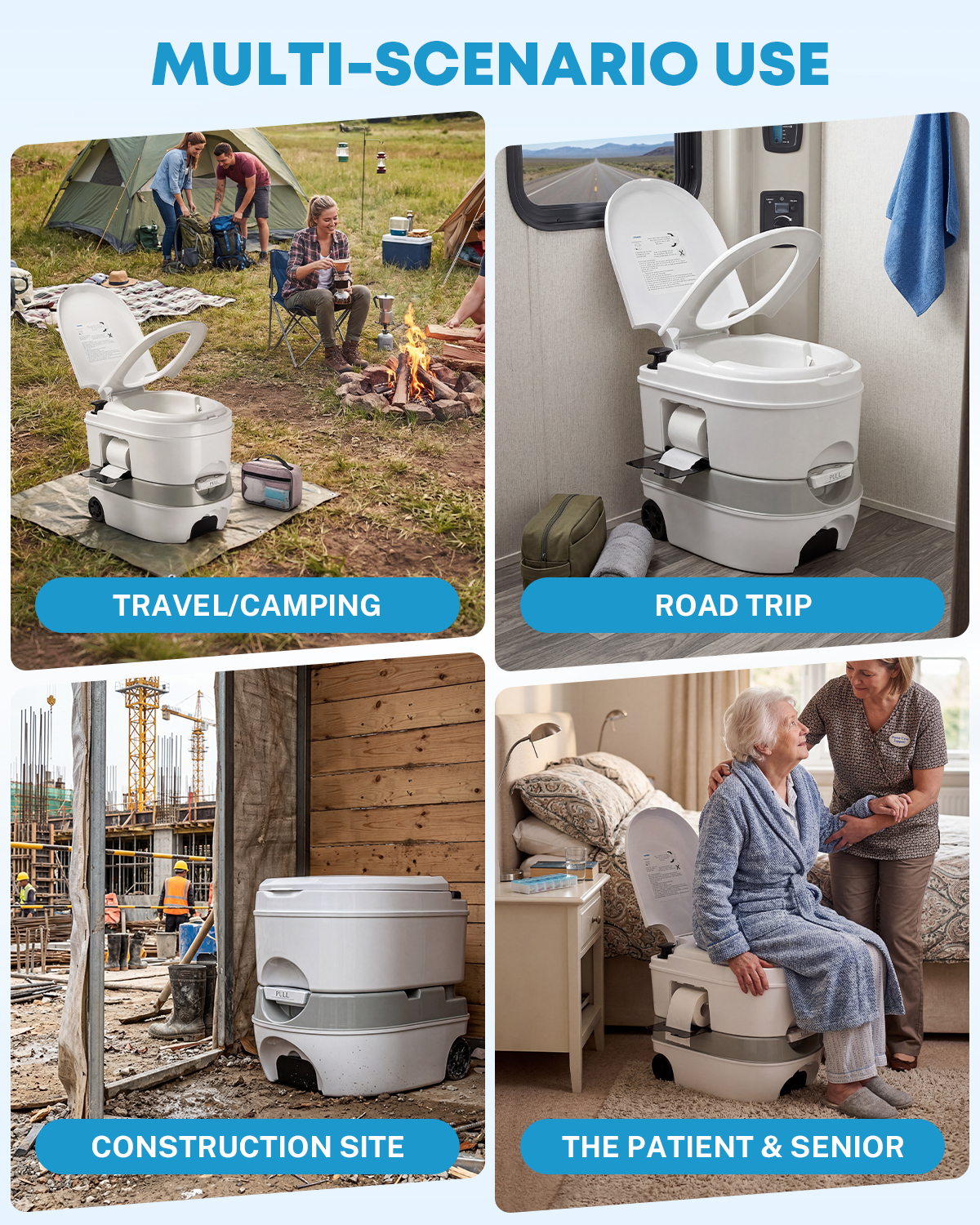 Kohree 5.28 Gallon Portable Toilet, Camping RV Porta Potty with Wheels ...