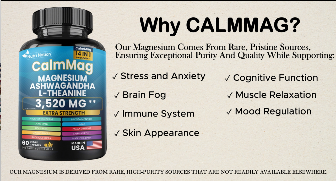 Nutri Nation Magnesium Glycinate & Ashwagandha Capsules, Extra Strength ...