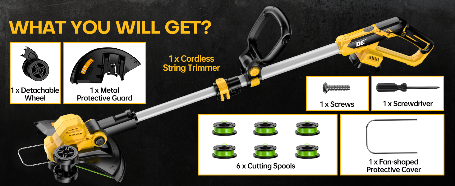 3-in-1 Cordless Weed Wacker, 12 Inch 20000 RPM Brushless Grass Trimmer ...