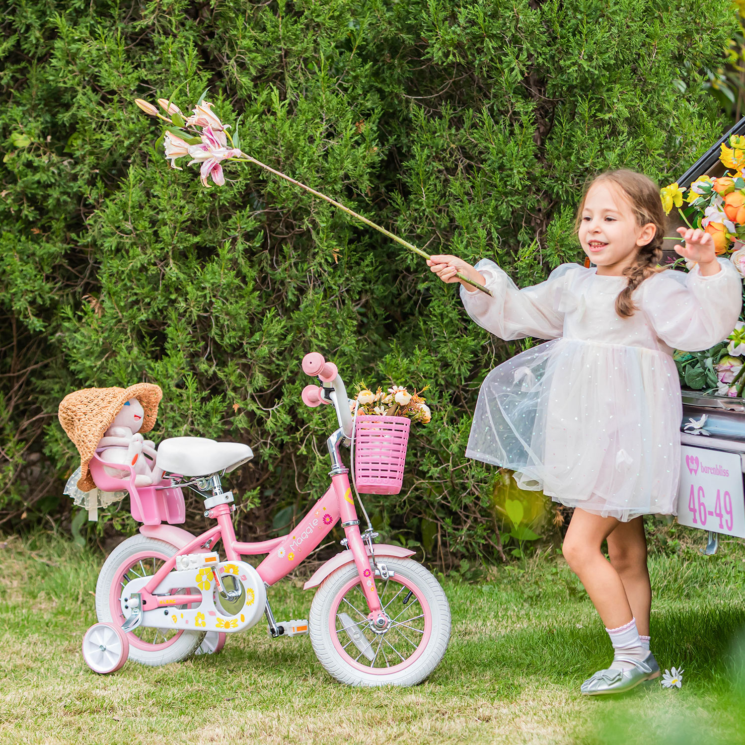 Glerc Maggie 14 Inch Training Wheels Bike for 3-5 Years Old Preschool ...