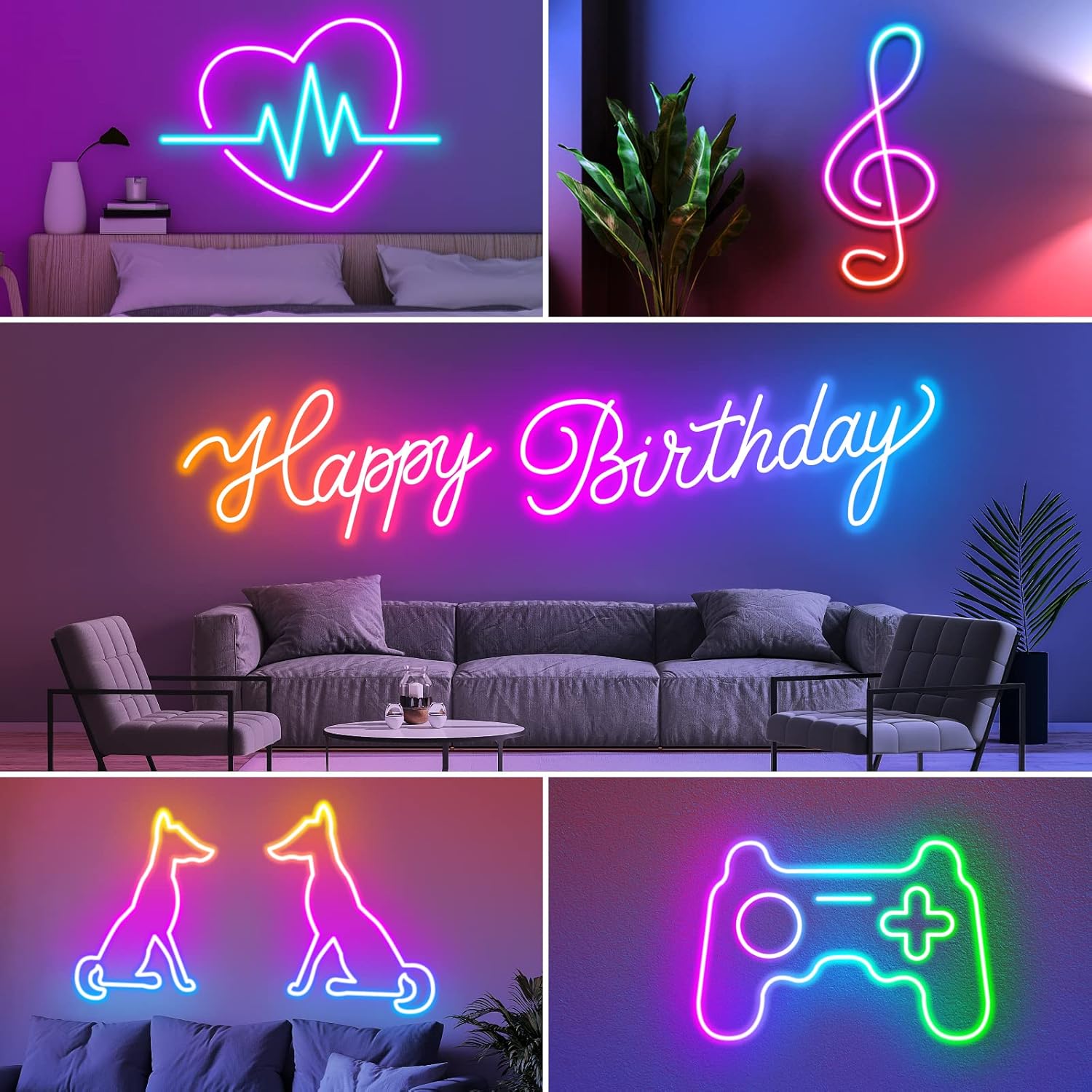 100FT RGB LED Neon Rope Light Strip, Flexible Cuttable USB 5V Neon ...