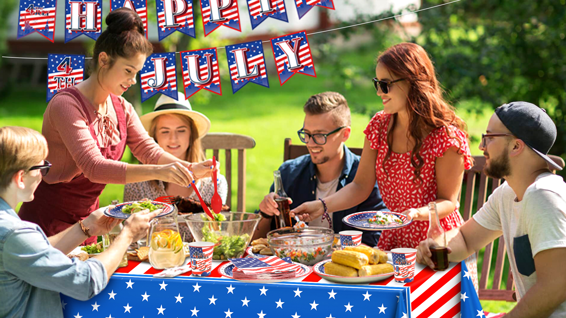 Ayieyill 170Pcs Fourth of July Party Supplies, Patriotic Tableware Set ...