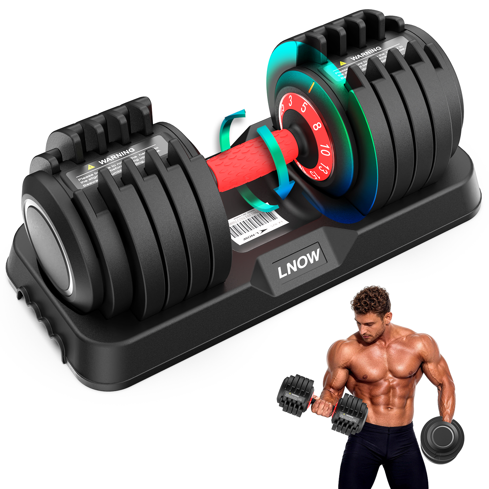 LNOW 55LB Adjustable Dumbbells 15lb to 55lb Adjustable Dumbbells for ...