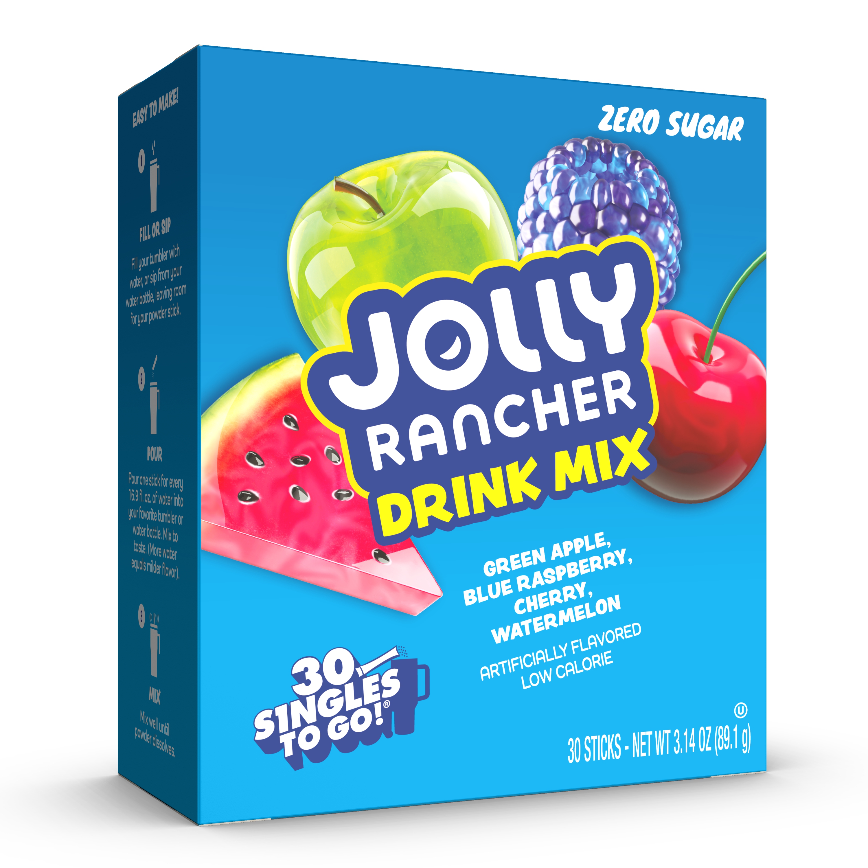 Jolly Rancher Sugar-Free Drink Mix, Singles to Go, 30 Packets, 4 ...