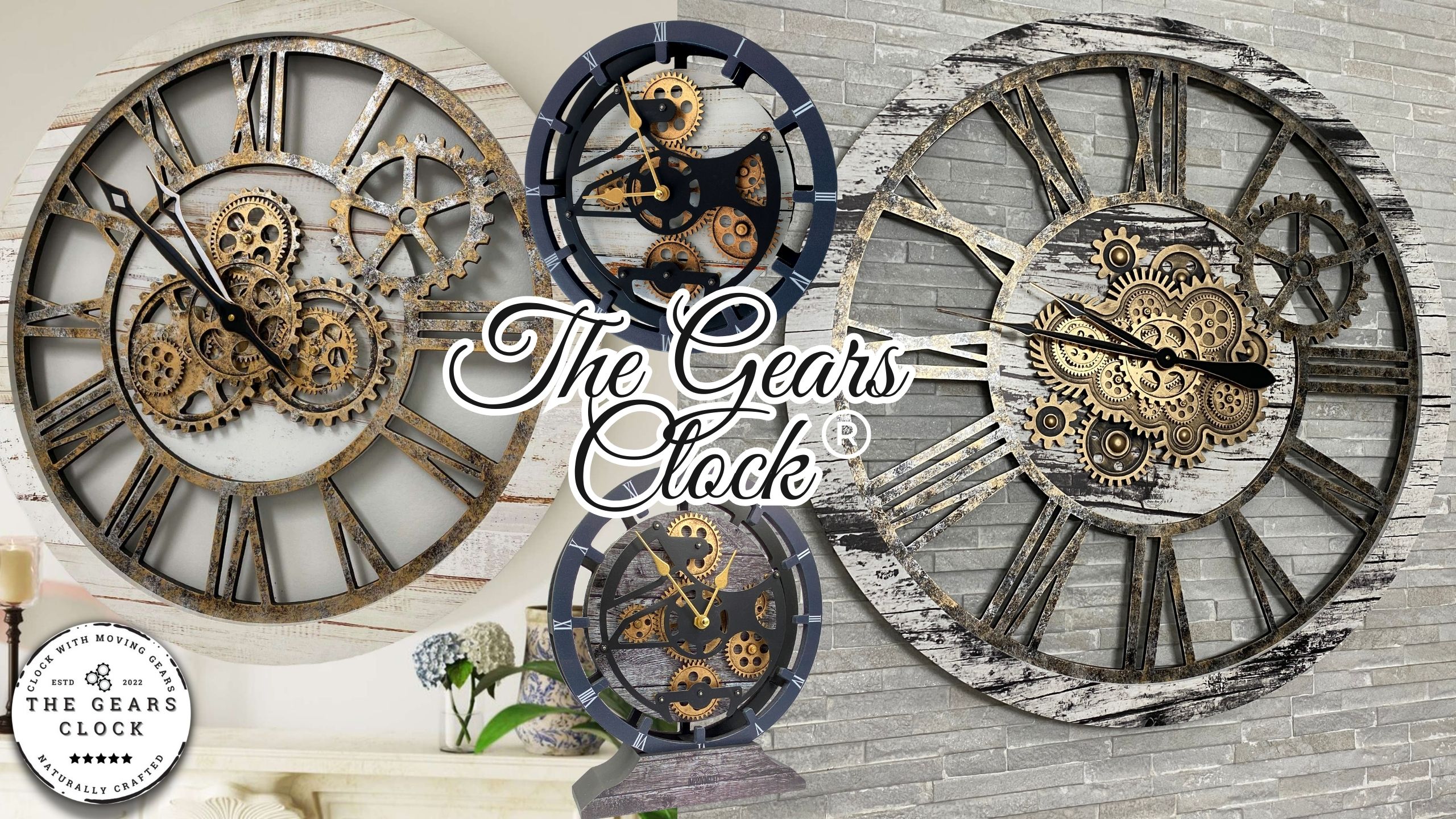 THE GEARS CLOCK Wall Clock with Real Moving Gears AM-LI_ 24 in Round ...