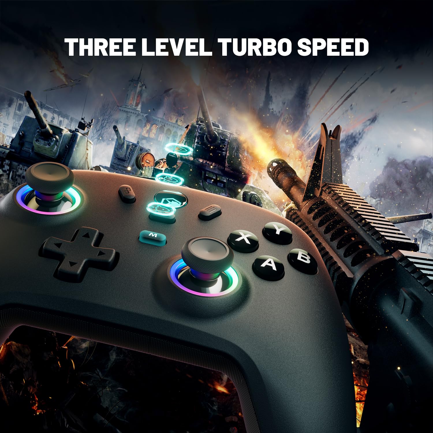 ECHTPower Wireless Gamepad with Hall Effect Joystick and Adjustable ...
