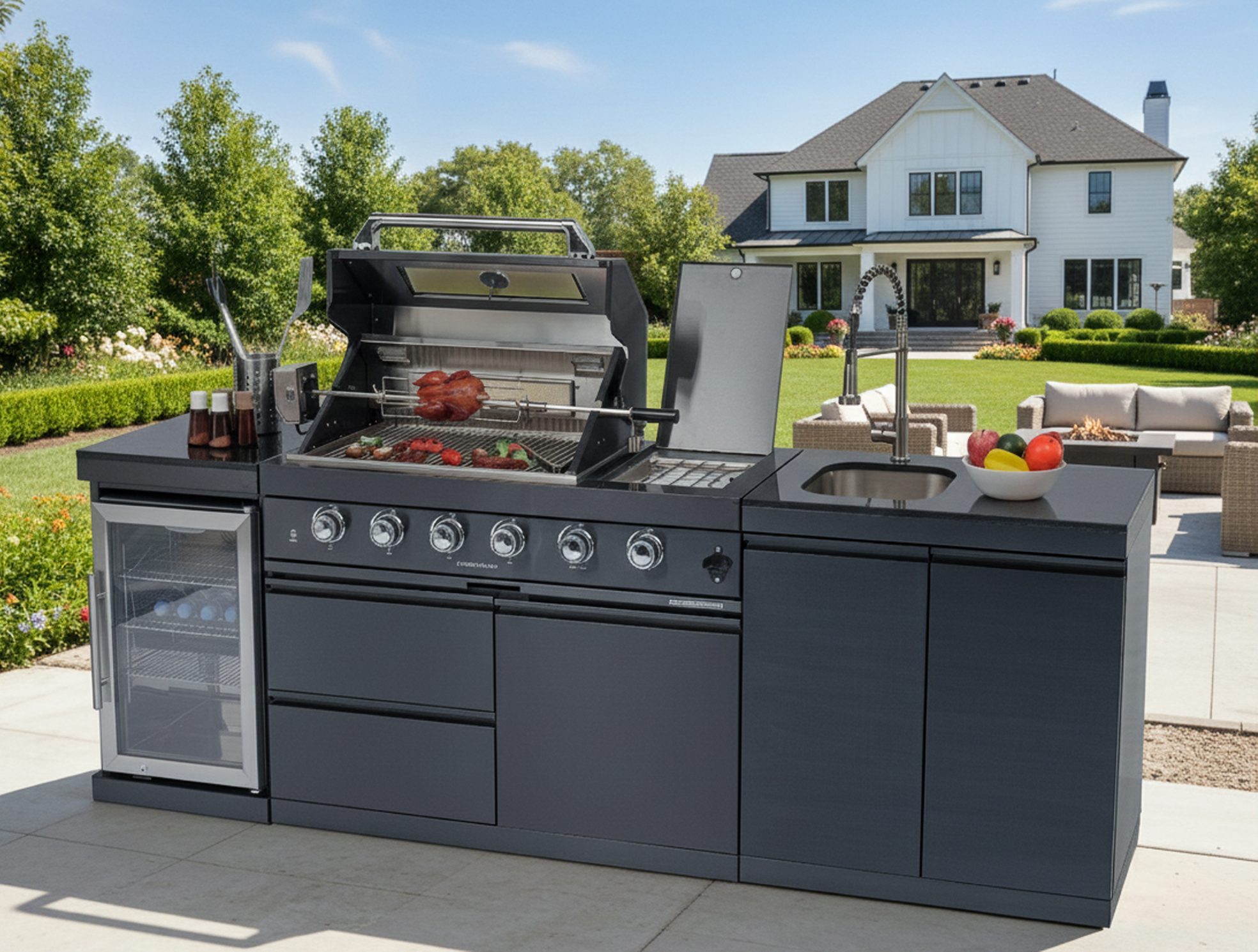 104-Inch Modular Outdoor Kitchen Island: 4-Burner 72000 BTU Gas Grill ...