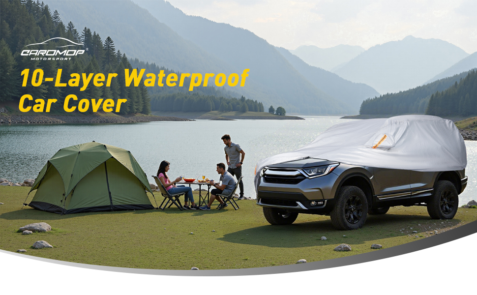 Caromop All-Weather 10-Layer Waterproof Car Cover-Maximum Protection ...