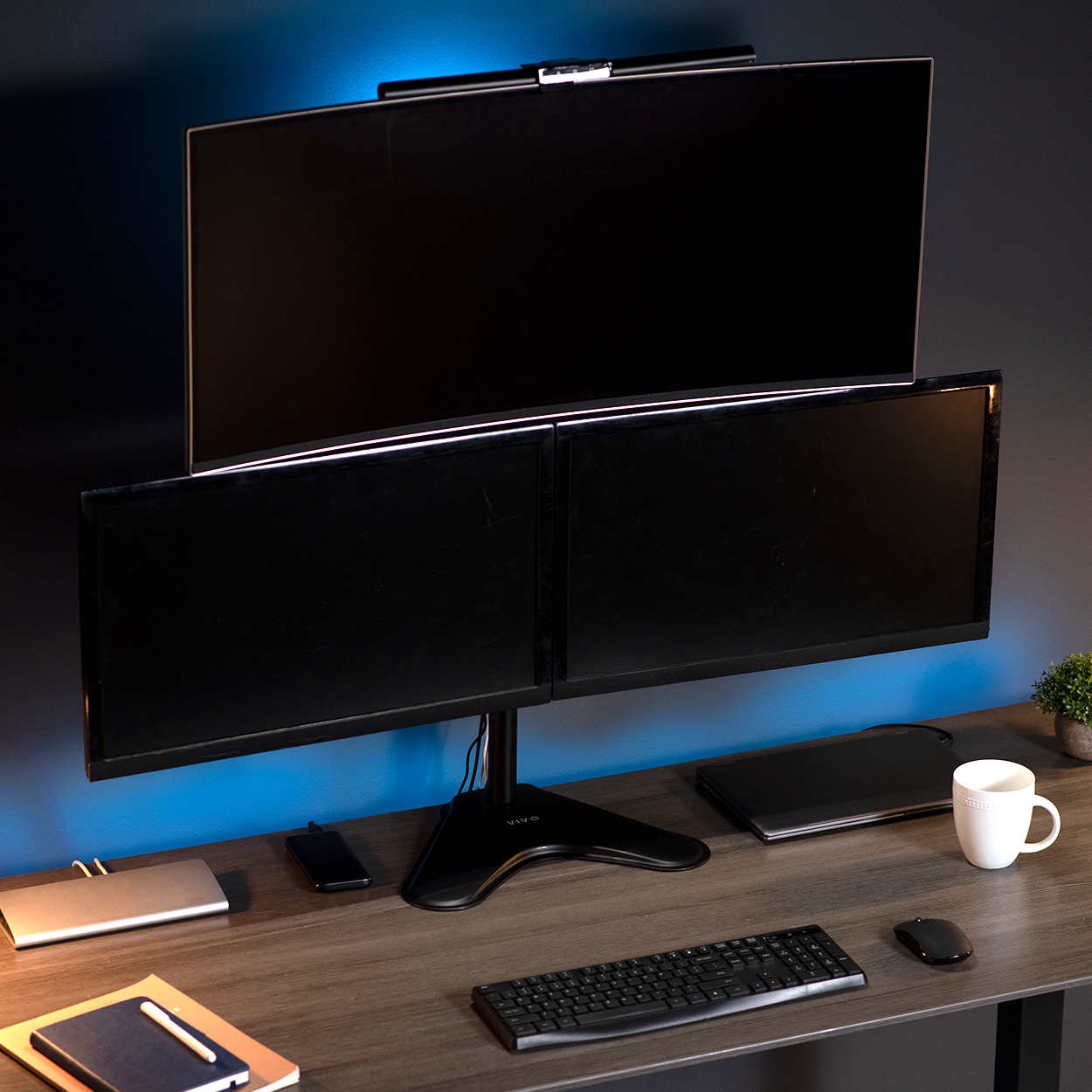 VIVO Tall Computer Swivel Stand, Vertical Base, Triple Monitor Desk ...