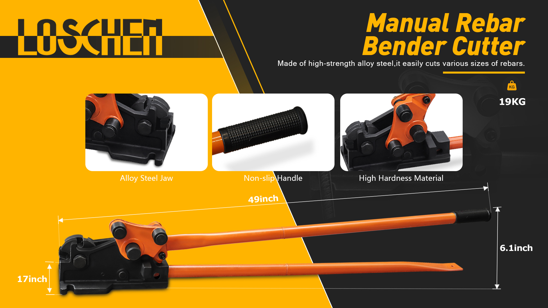 LOSCHEN Manual Rebar Cutter and Bender for Construction Site and Home ...