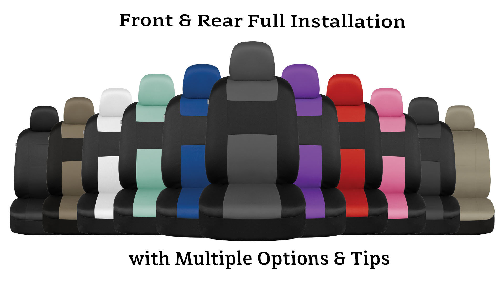 BDK PolyPro Seat Covers Full Set in Solid Beige – Front and Rear Split ...