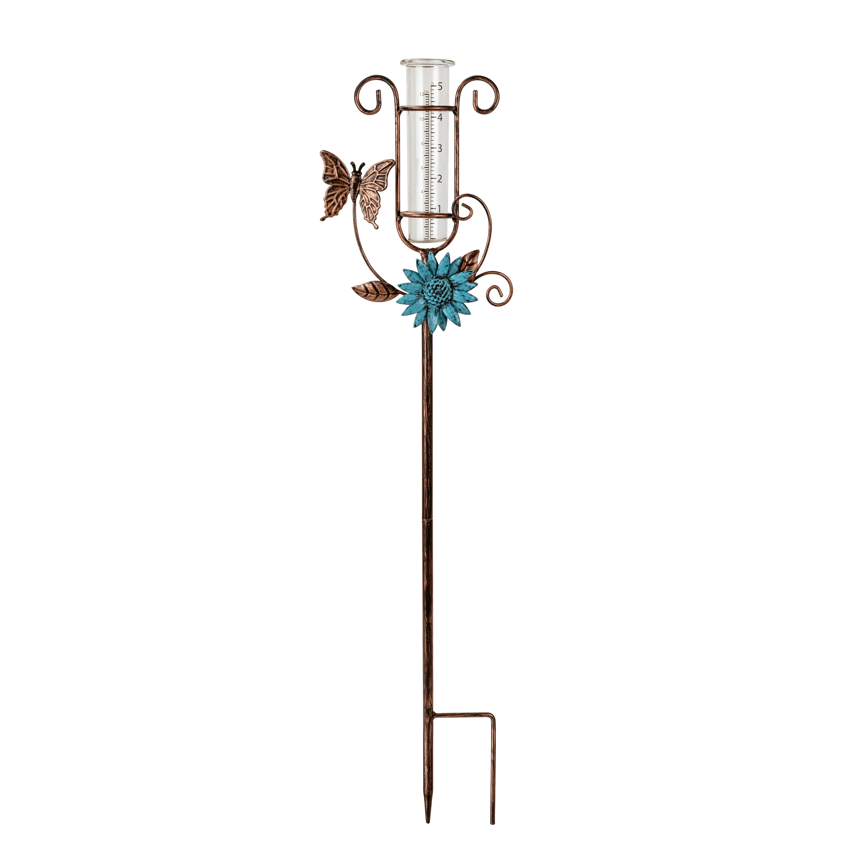 Mainstays Decorative Garden Stake with Rain Gauge with Butterfly Floral ...