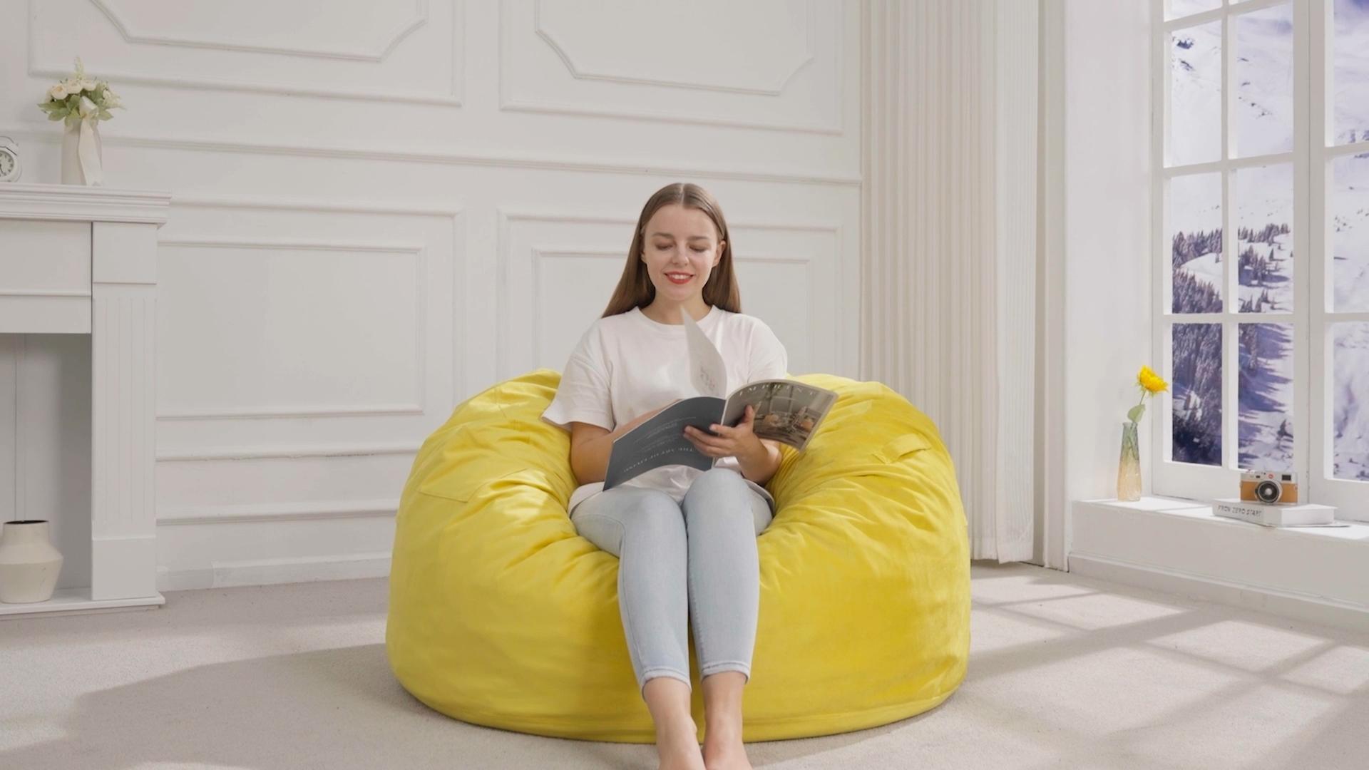 Beanbeanland Bean Bag Chairs 2.5FT Bean Bag Chair with Memory Foam ...