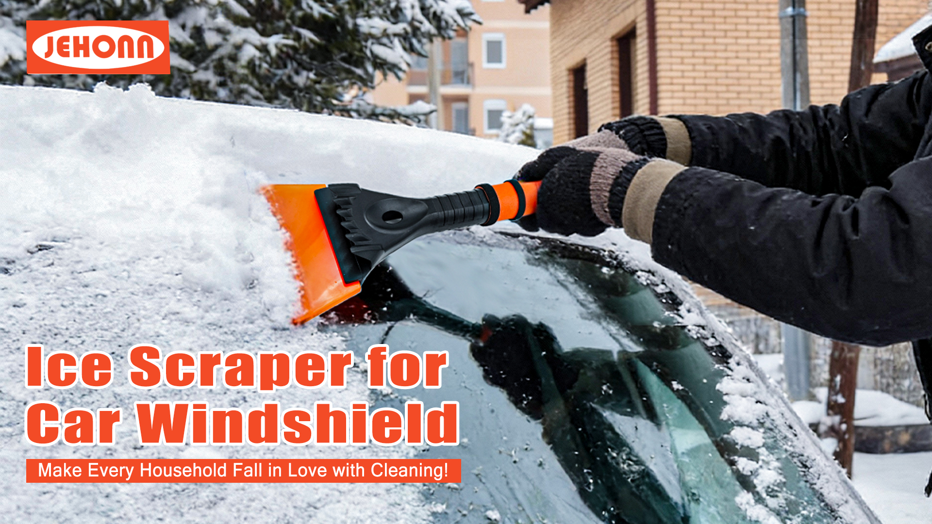 JEHONN Ice Scraper for Car Windshield - Reinforced TPU Blade (Orange ...