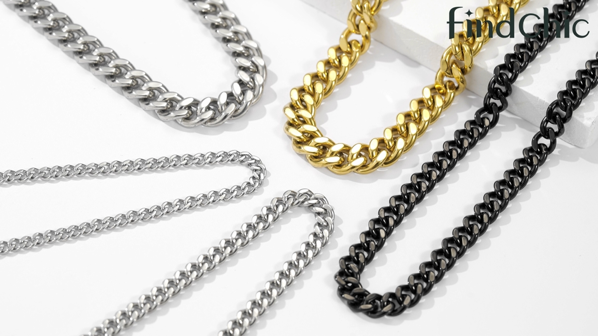 FindChic Mens Cuban Link Chains Stainless Steel Chain Necklace for Dad ...