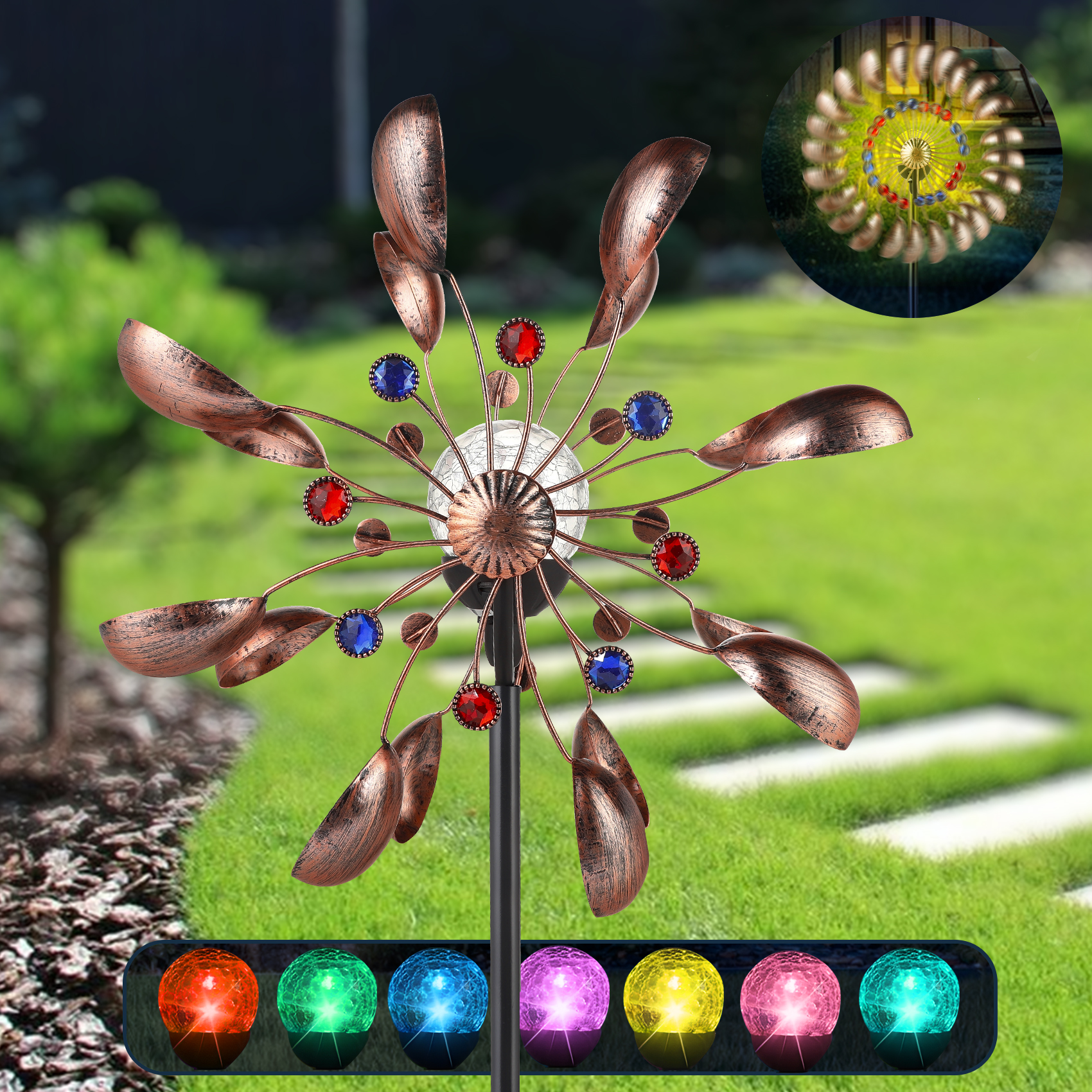 Wind Spinners Outdoor，75” Metal Wind Sculptures & Spinners Garden ...