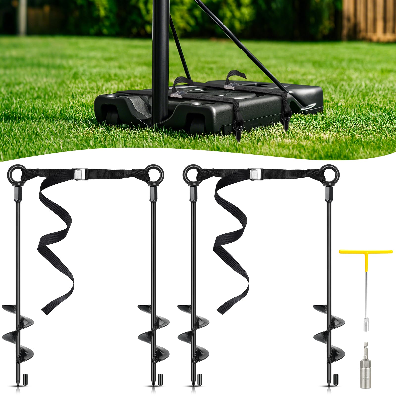 TooTaci 16" Basketball Hoop Anchor Tie Down Kit, Heavy Duty Steel ...