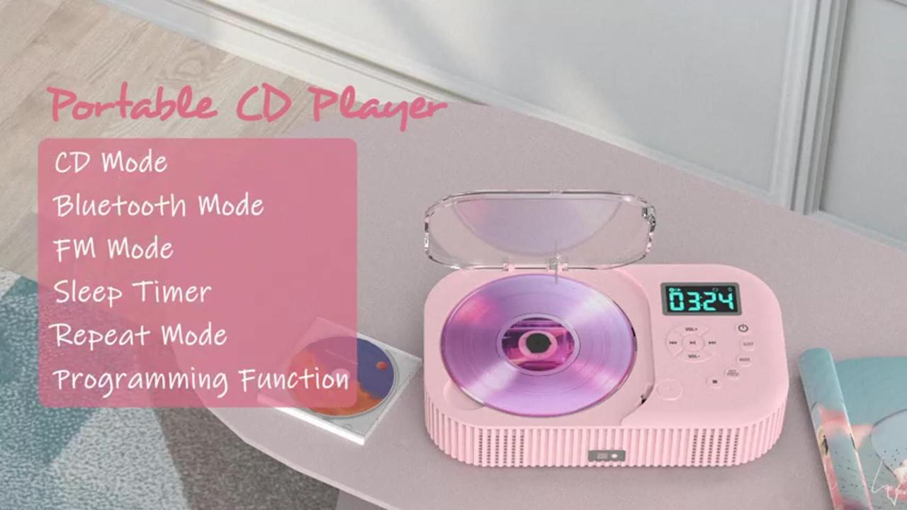 Jazmm Portable CD Player, Rechargeable Bluetooth CD Players for Home ...