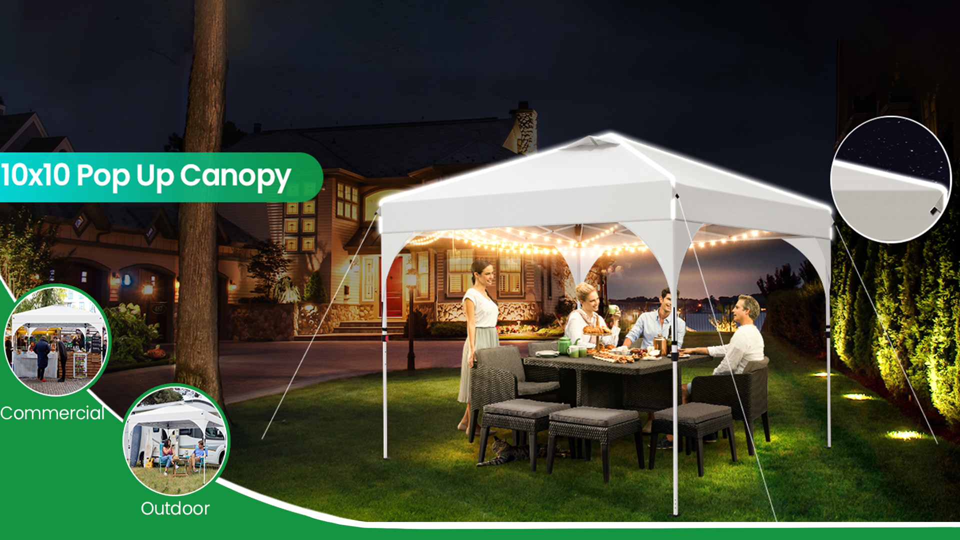 HOTEEL 10x10 Ez Up Pop Up Canopy Tent, Party Tents with One Push ...