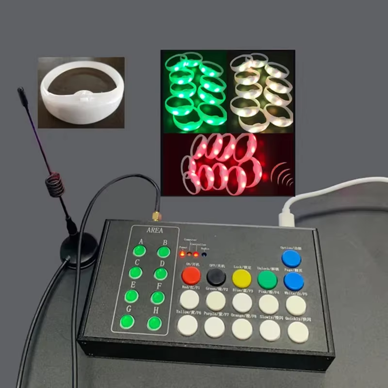 200PCS LED Silicone Bracelets With 24Keys Remote Controller Party Event ...