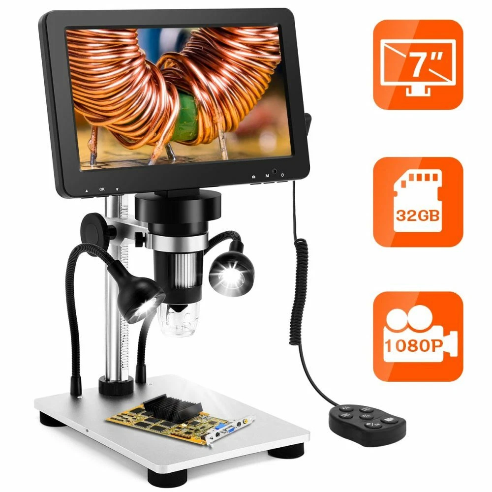 "TOMLOV DM9 7"" LCD Digital Microscope 1200X, 1080P with 32GB SD Card ...
