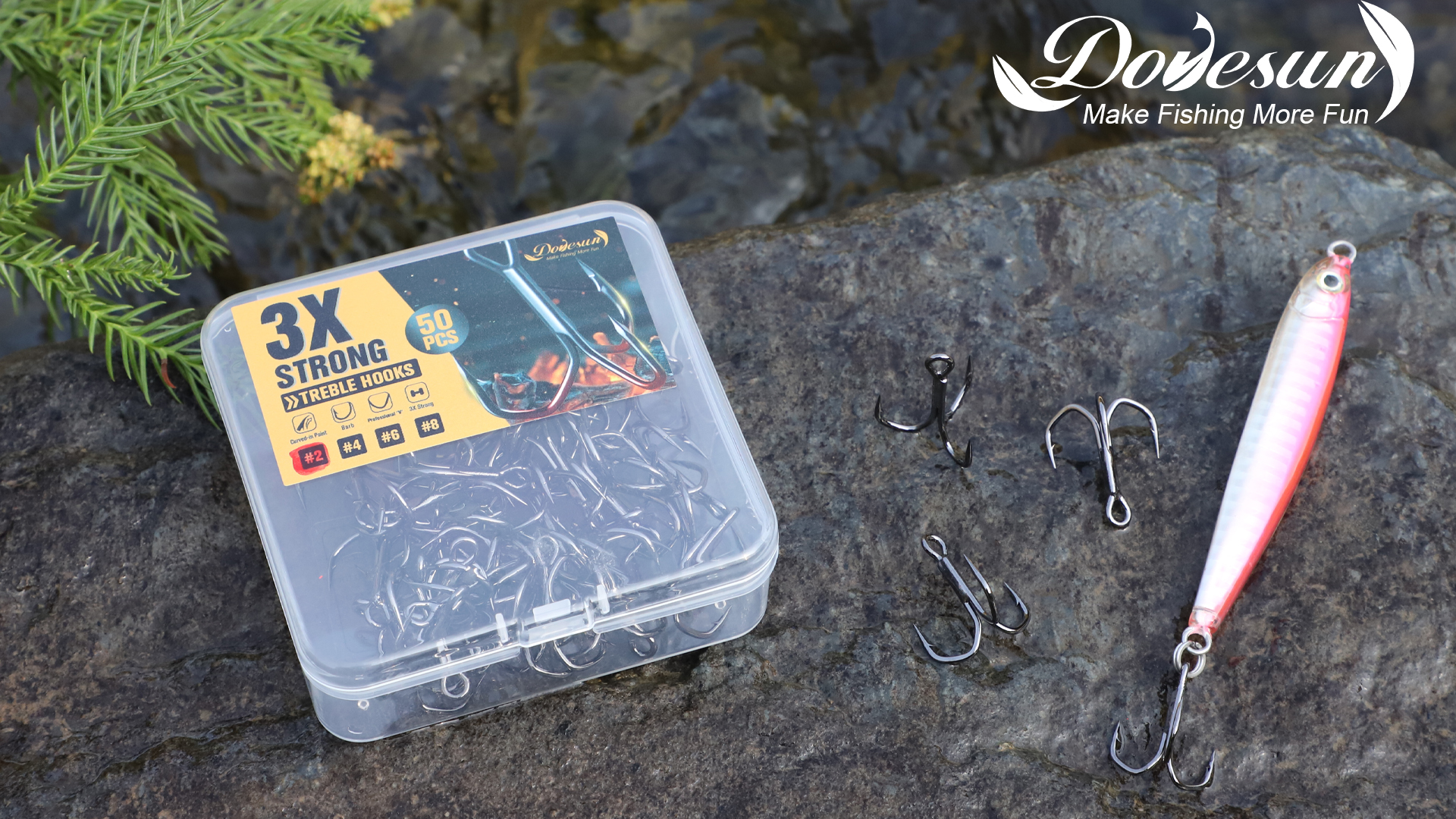50PCS V-Bend Treble Hooks - 3X Strong Replacement Ultra Sharp #2 Hooks ...