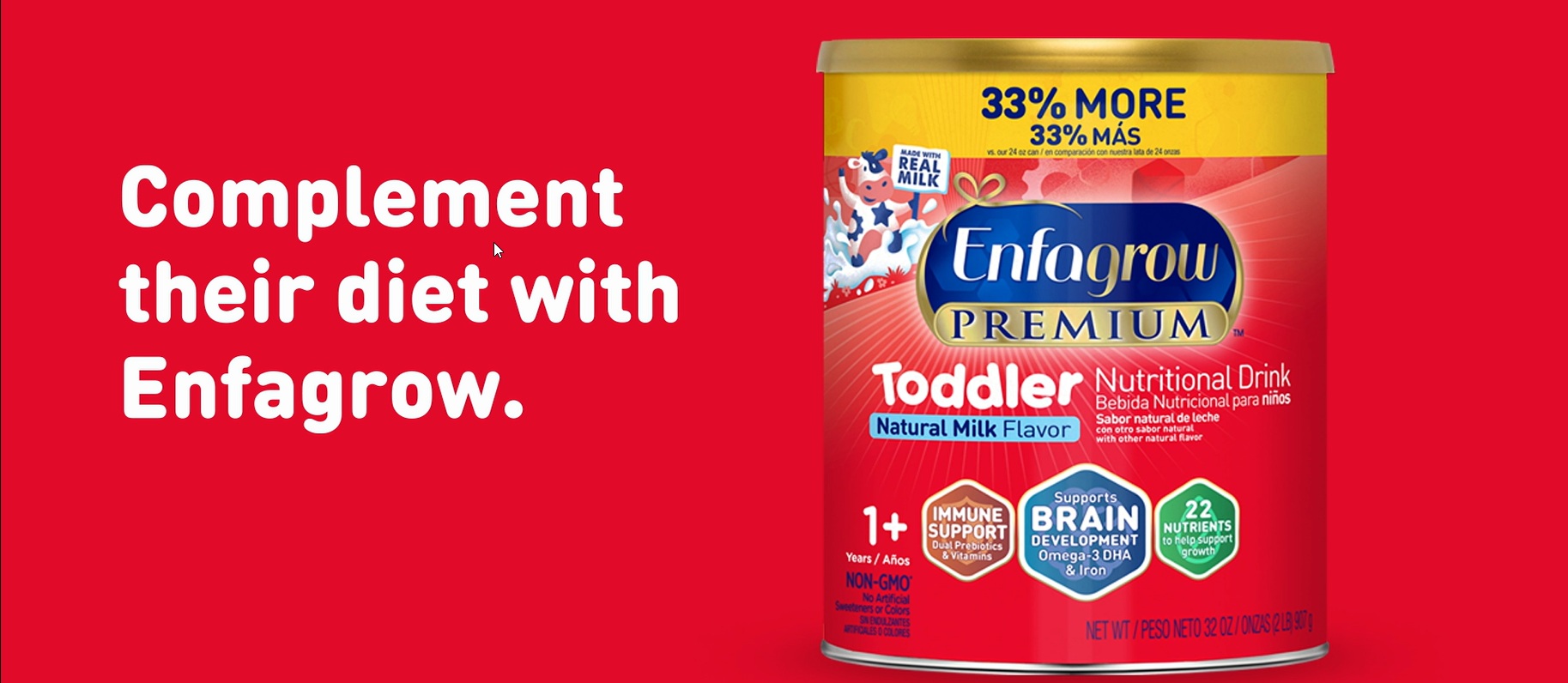 Enfagrow Premium Toddler Nutritional Drink 32 oz Can with DHA, Vitamins ...