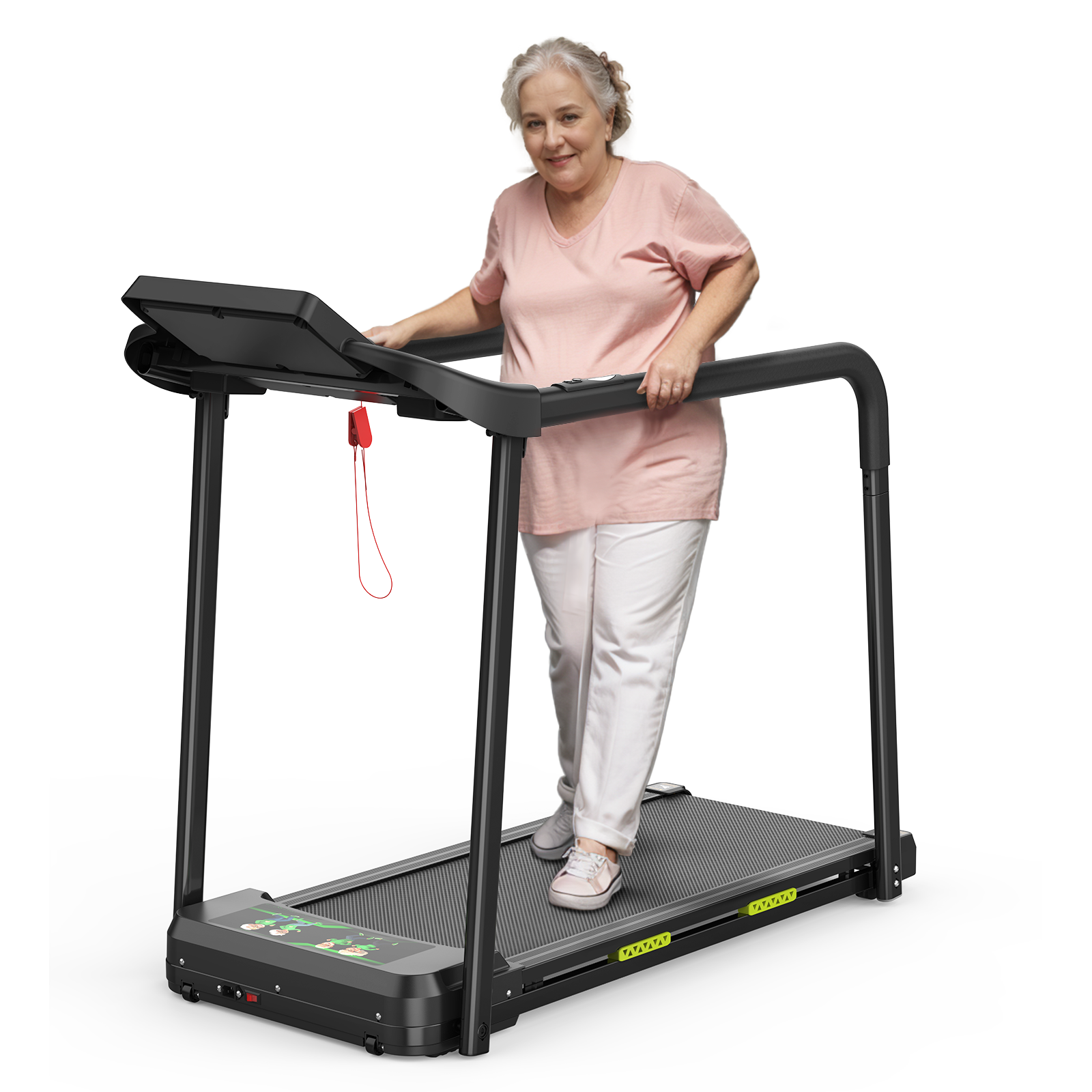 Noaman Walking Pad Treadmill for Seniors, Foldable, Safety Handrails ...