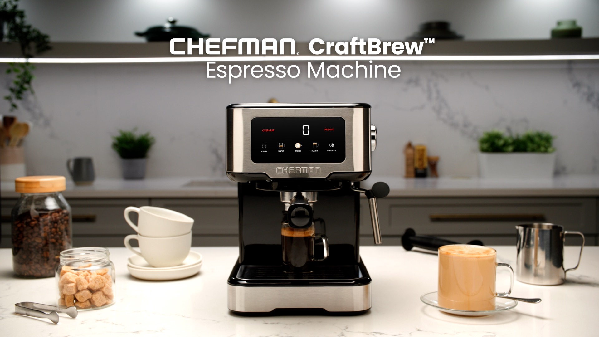 Chefman CraftBrew Espresso Machine w/ Steam Wand and Touch Controls ...