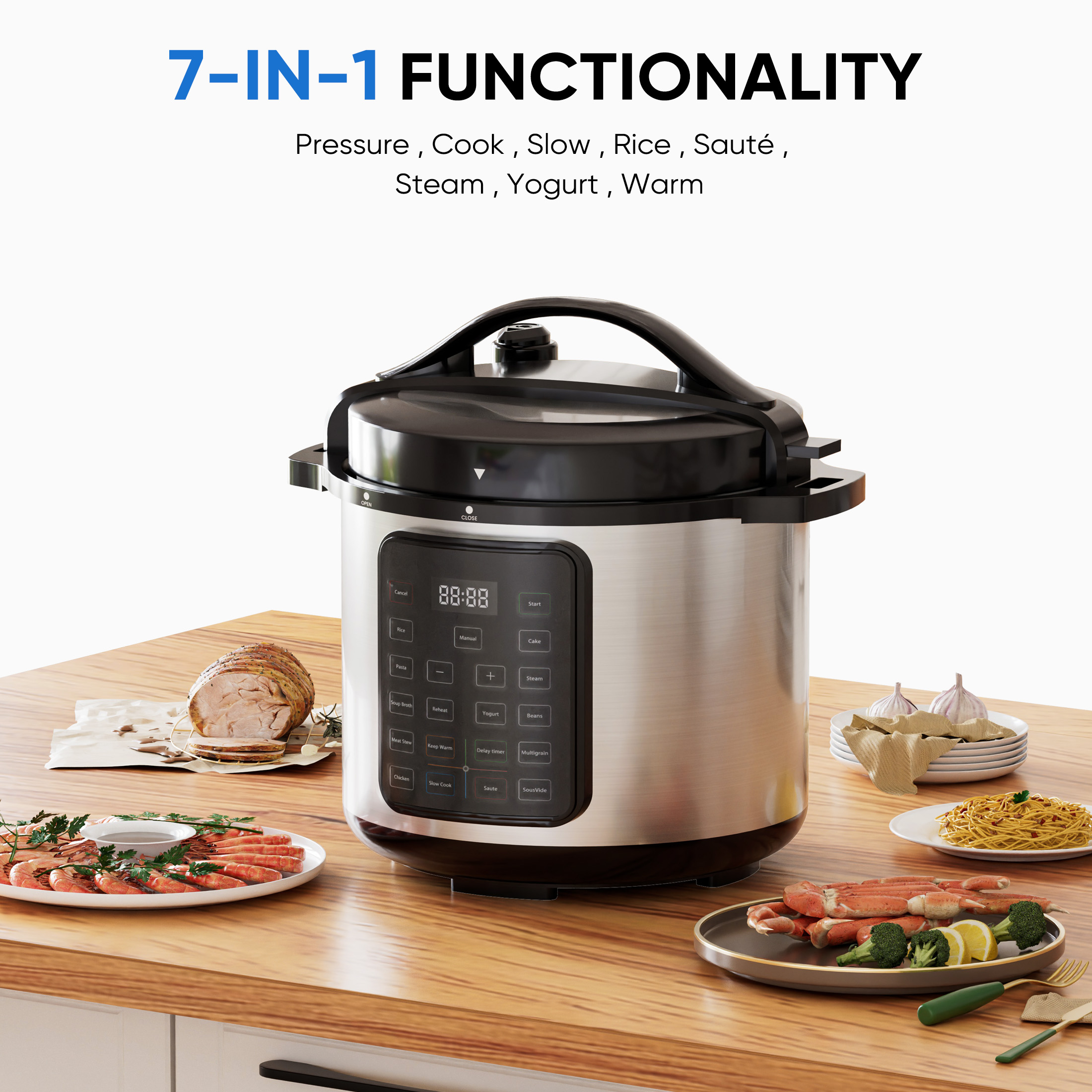 CONCETTA Stainless Steel 6QT Electric Pressure Cooker 12-in-1 Multi ...