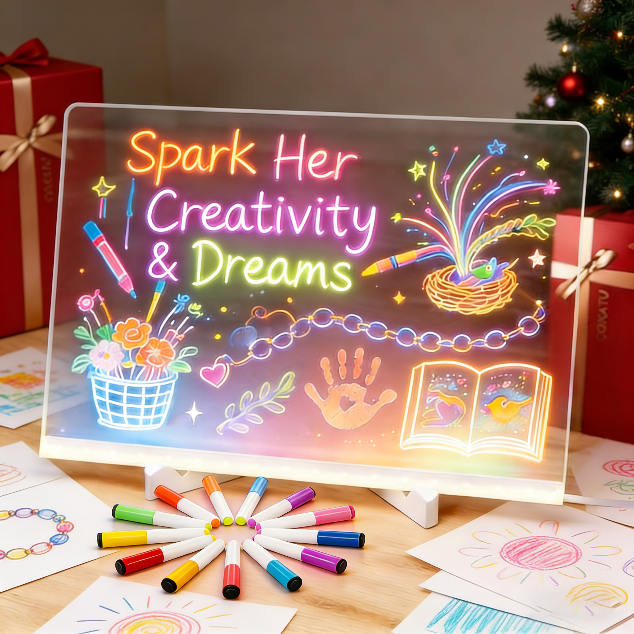 Lysliv, Led Drawing Board, 30*20cm, Erasable LED Message Board ...