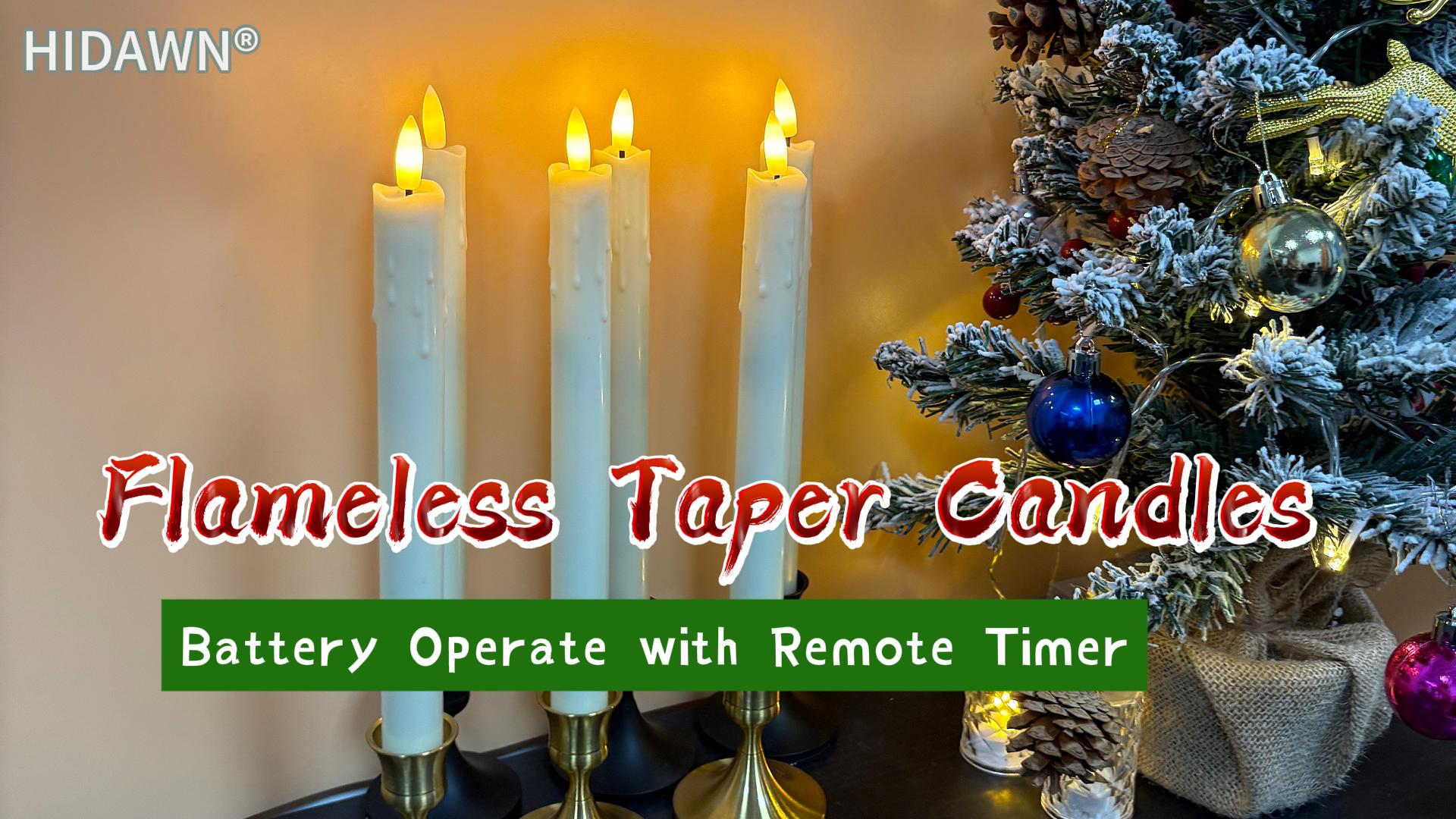 HIDAWN 6Pack Flameless Taper Candles with Remote Timer, 9.84'' LED Fake ...