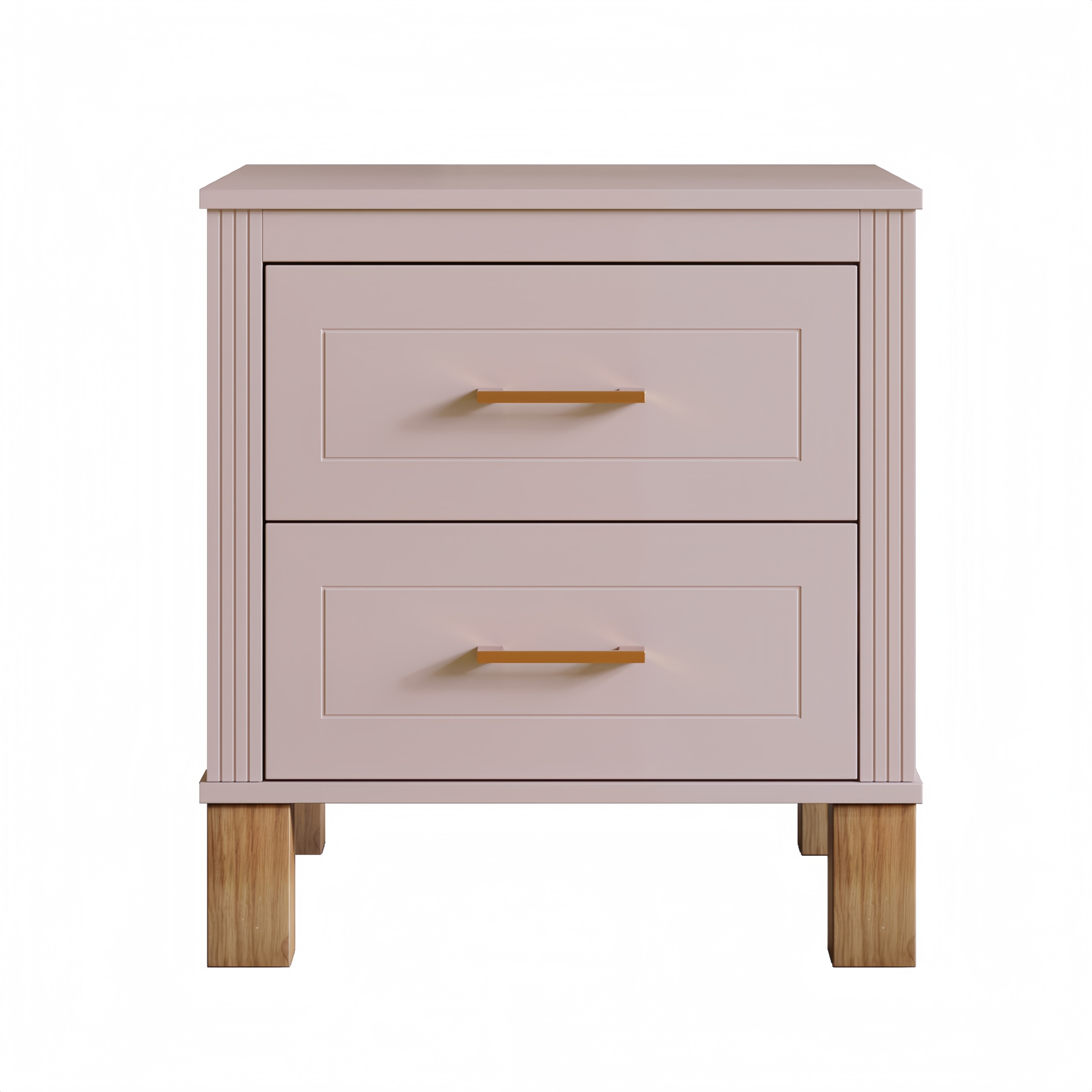 Atumcto 2-Drawer Fluted Nightstand, Wood Bedside Table with Solid Wood ...