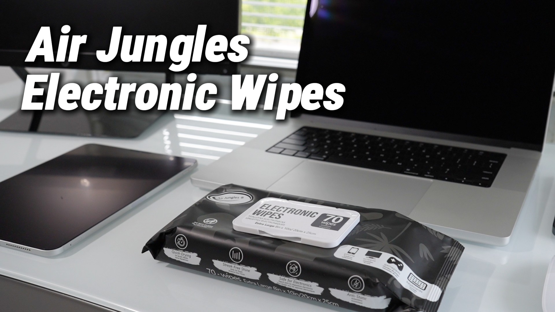 Air Jungles, Electronic & Lens Cleaning Wipes, 70 ct, 8"x10" Quick-Dry ...